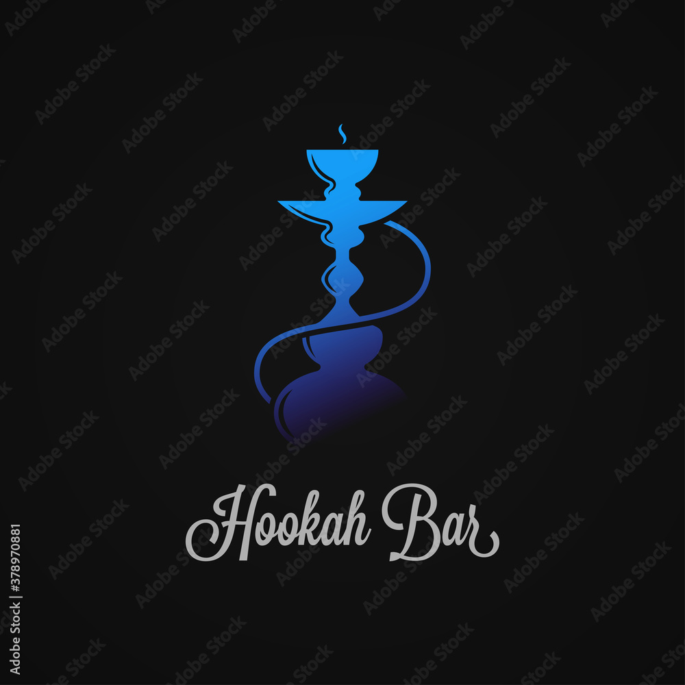 Hookah logo with blue hookah on black background Stock Vector | Adobe Stock