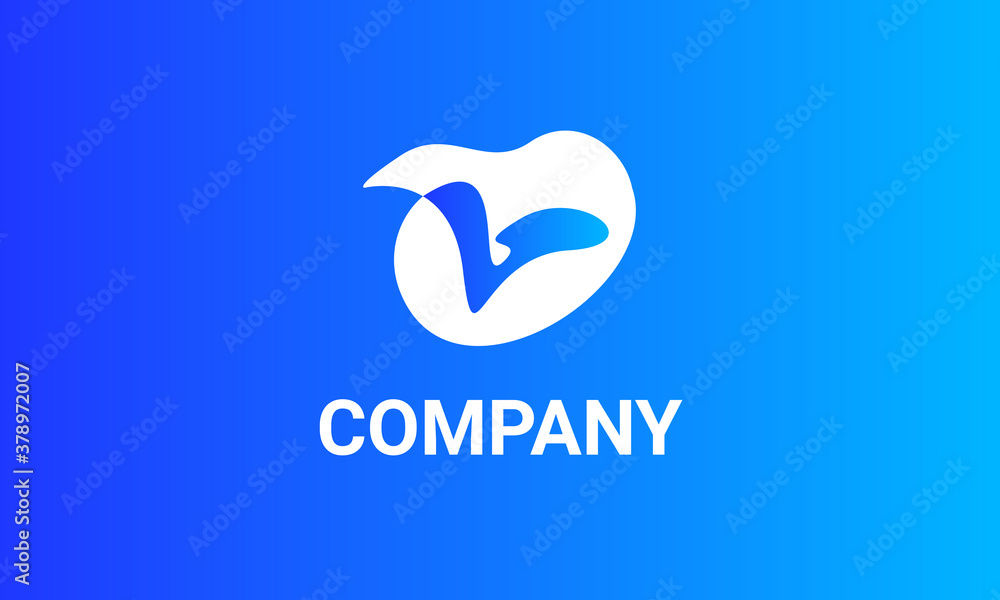 V Icon Company Logo design blue color gradient vector template editable ...