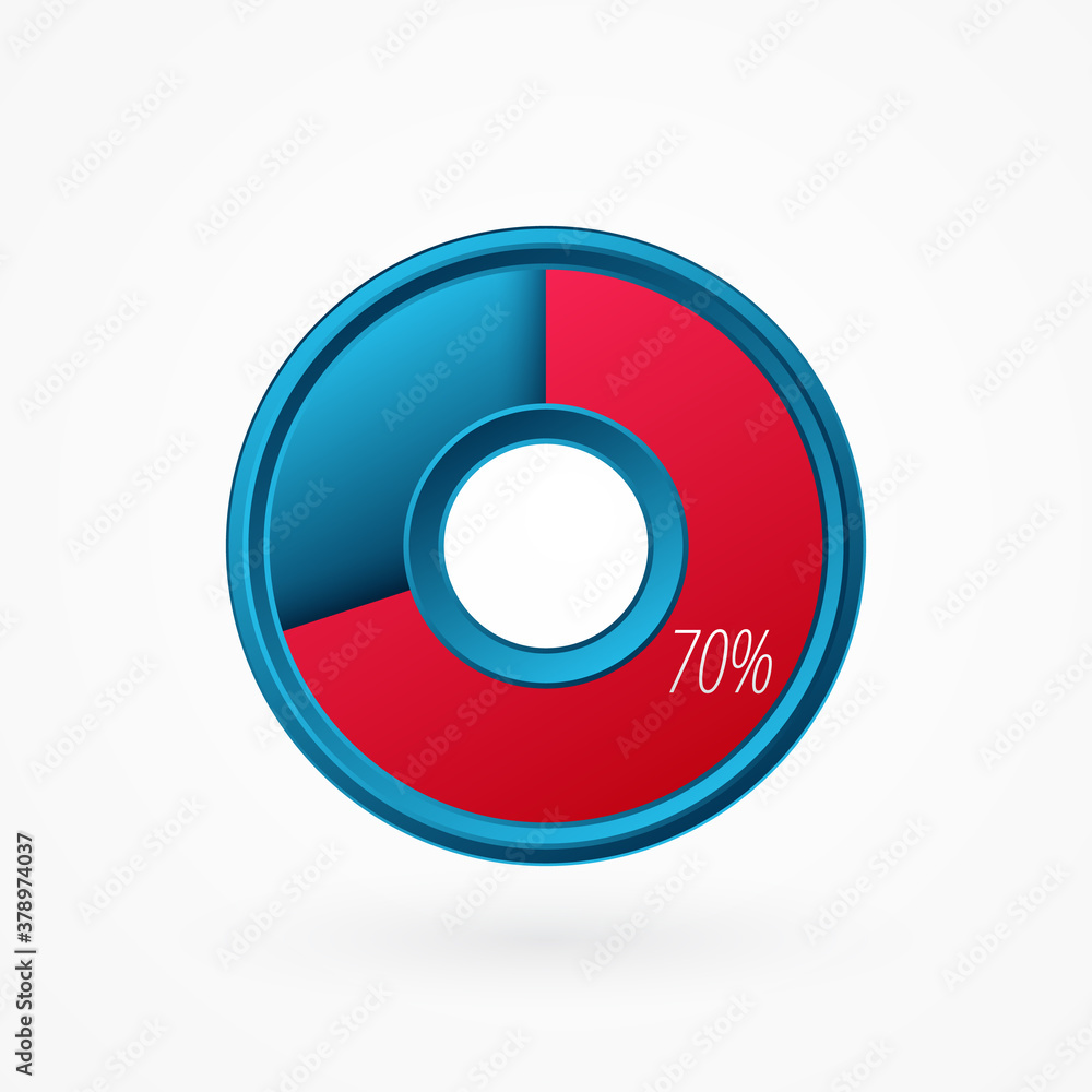70 percent isolated pie chart. Percentage vector symbol, infographic ...