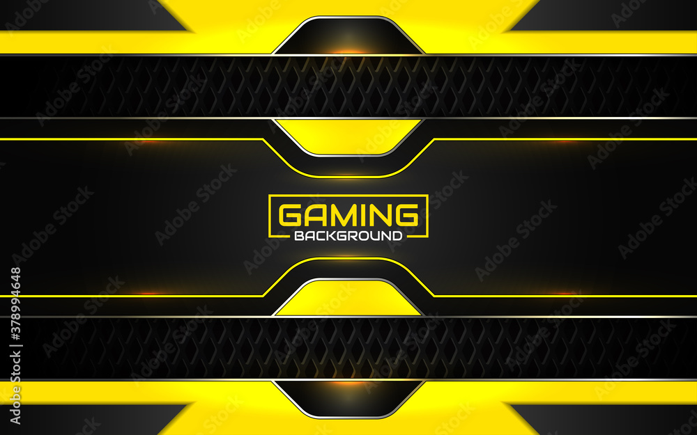 Abstract futuristic black and yellow gaming background with modern ...