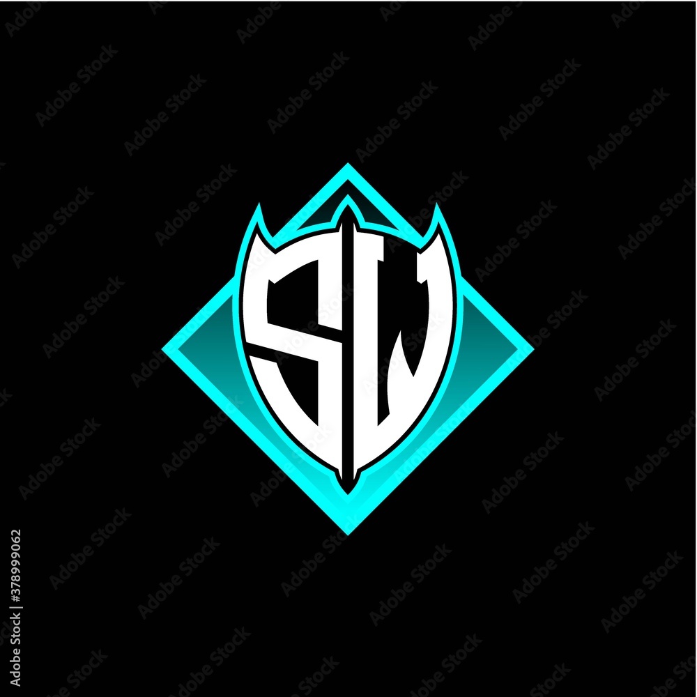 S W letter shield with square protection logo as a sweetener Stock ...