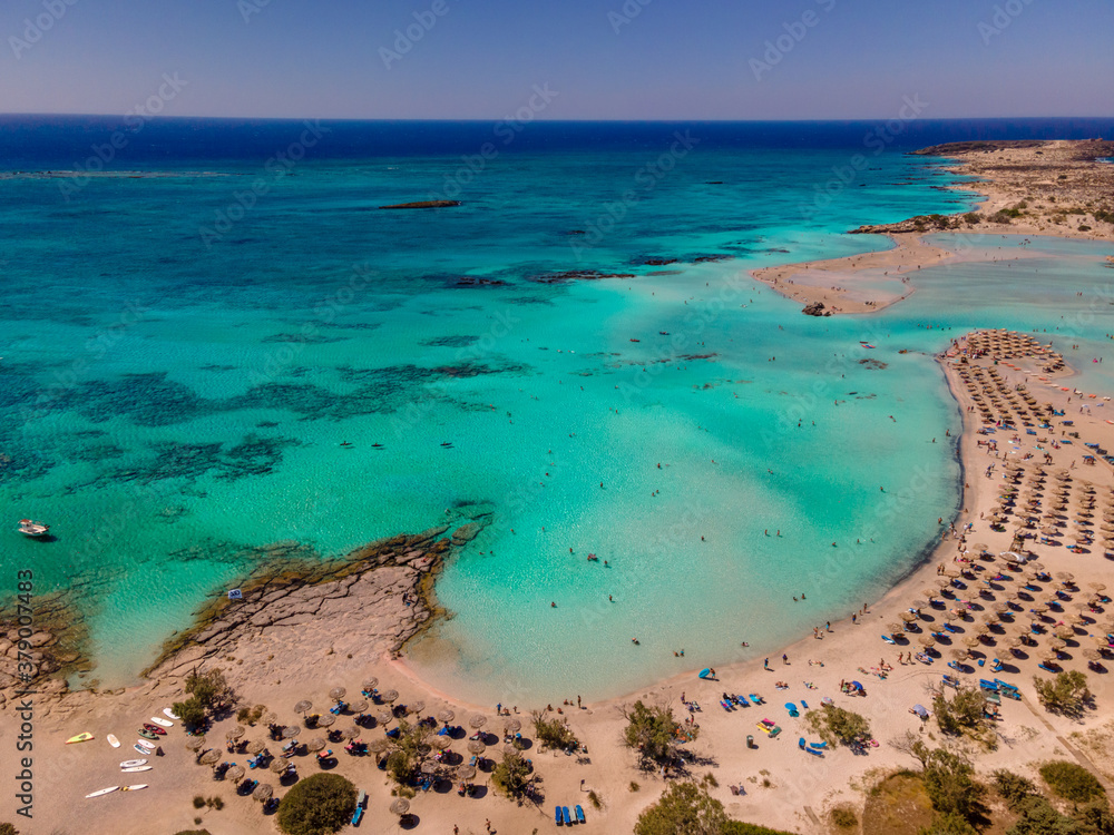 Elafonisi Crete Beach from Top as a real Mid Sea Peal with crystal ...