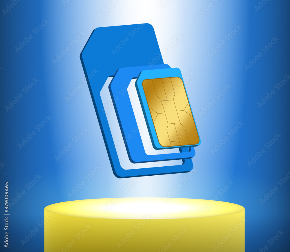 Floating vector illustration of a SIM card. Realistic 3D effect. Stock ...