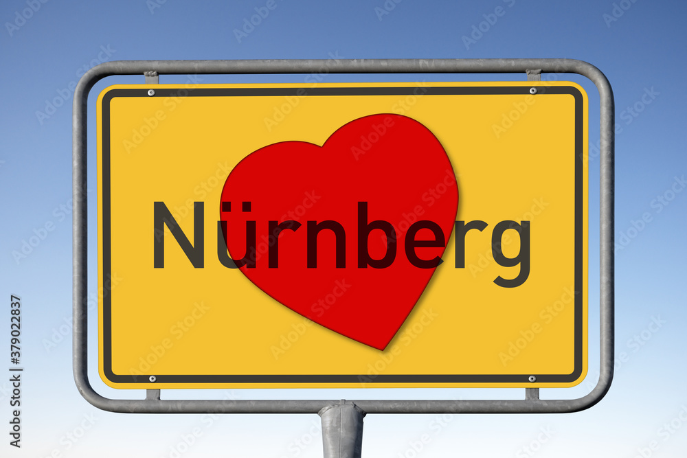 Ortstafel mit Herz, Nürnberg Stock Photo | Adobe Stock