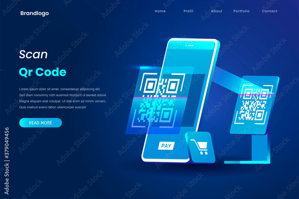 QR code payment illustration landing page. This design can be used for ...