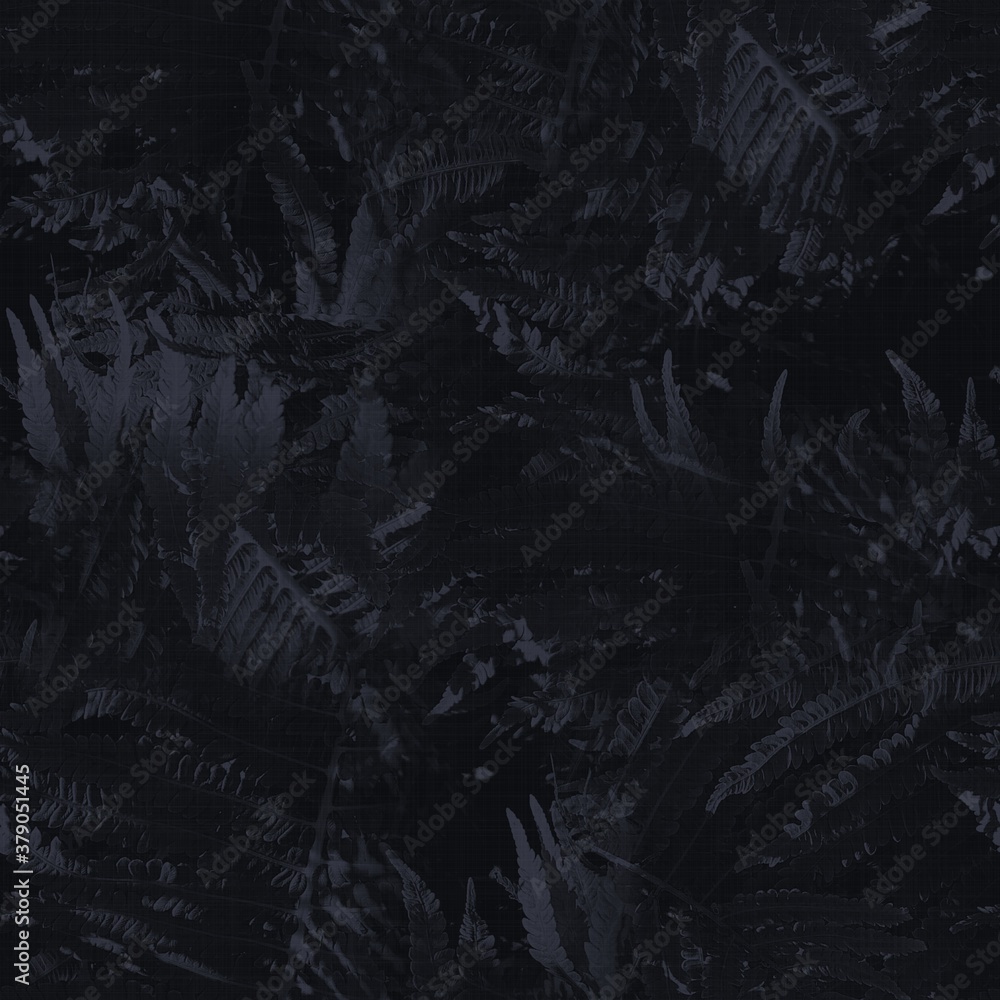 Dark moody almost black leaf seamless pattern. High quality ...