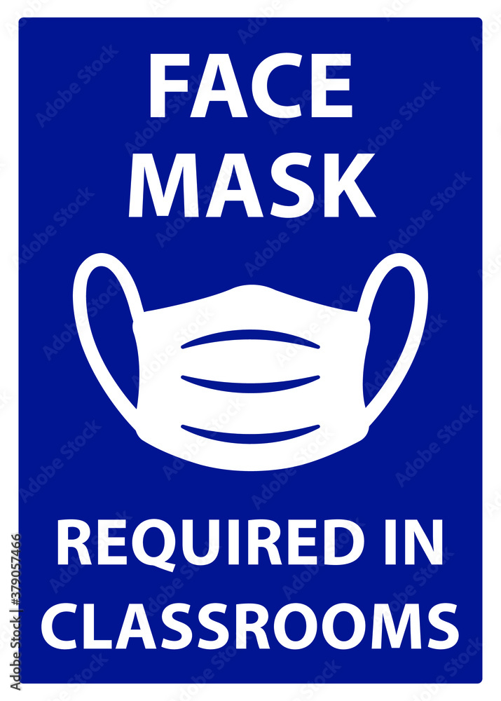 Face mask required sign with blue color as backround. Stock Vector ...