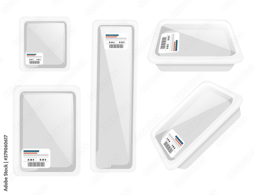 Set of vacuum sealed packaging with styrofoam and polyethylene ...
