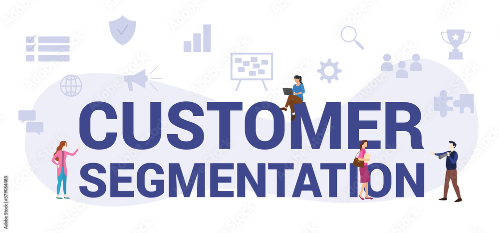 customer segmentation concept with modern big text or word and people ...