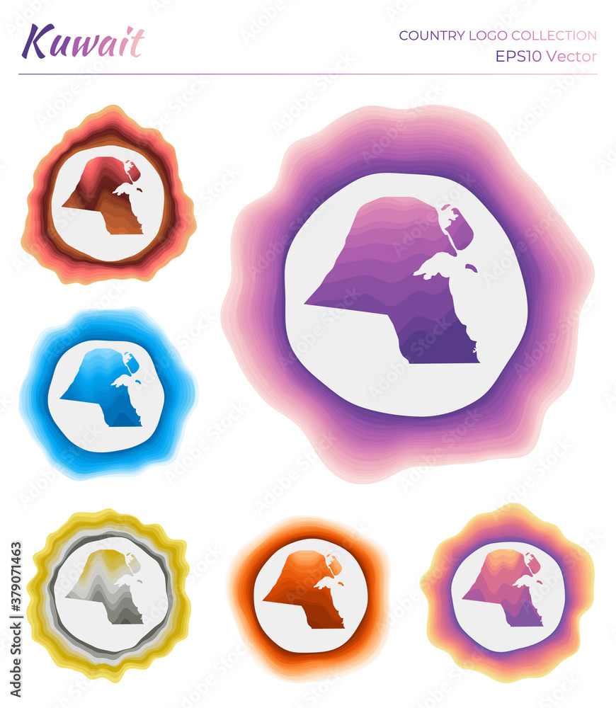 Kuwait logo collection. Colorful logo of the country. Unique layered ...