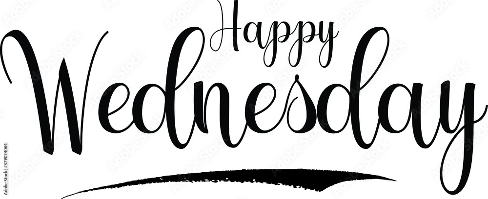 Happy Wednesday Calligraphy Handwritten Black Color Text On Yellow ...