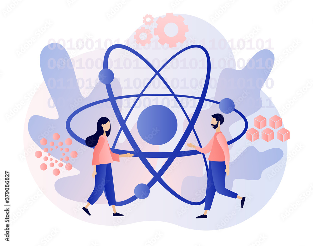 Quantum computing concept. Tiny people engineers and scientists ... Quantum computing concept. Tiny people engineers and scientists ...