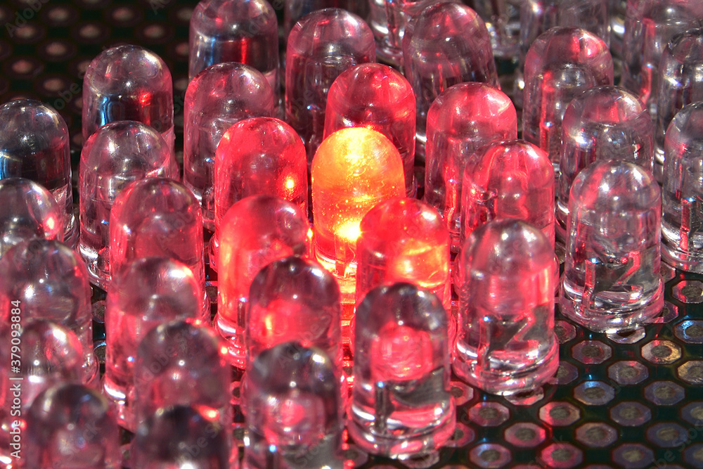 Low-power semiconductor red LEDs in transparent plastic housing ...