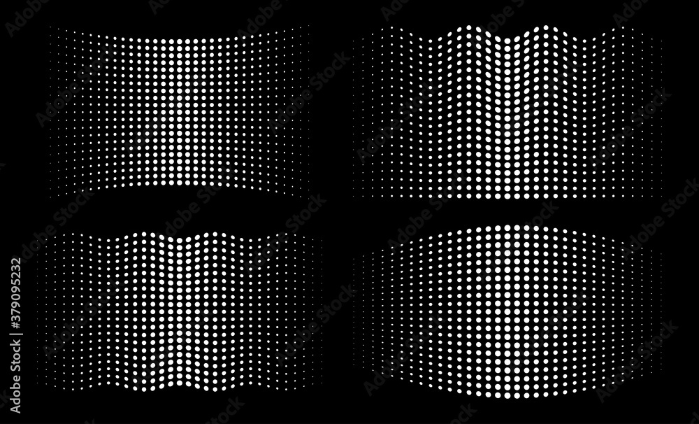 White halftone wavy distorted gradient circle dots backgrounds set ... White halftone wavy distorted gradient circle dots backgrounds set ...