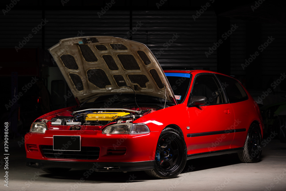 BANGKOK, THAILAND – February 14, 2019: B16 engine modified by Spoon ...