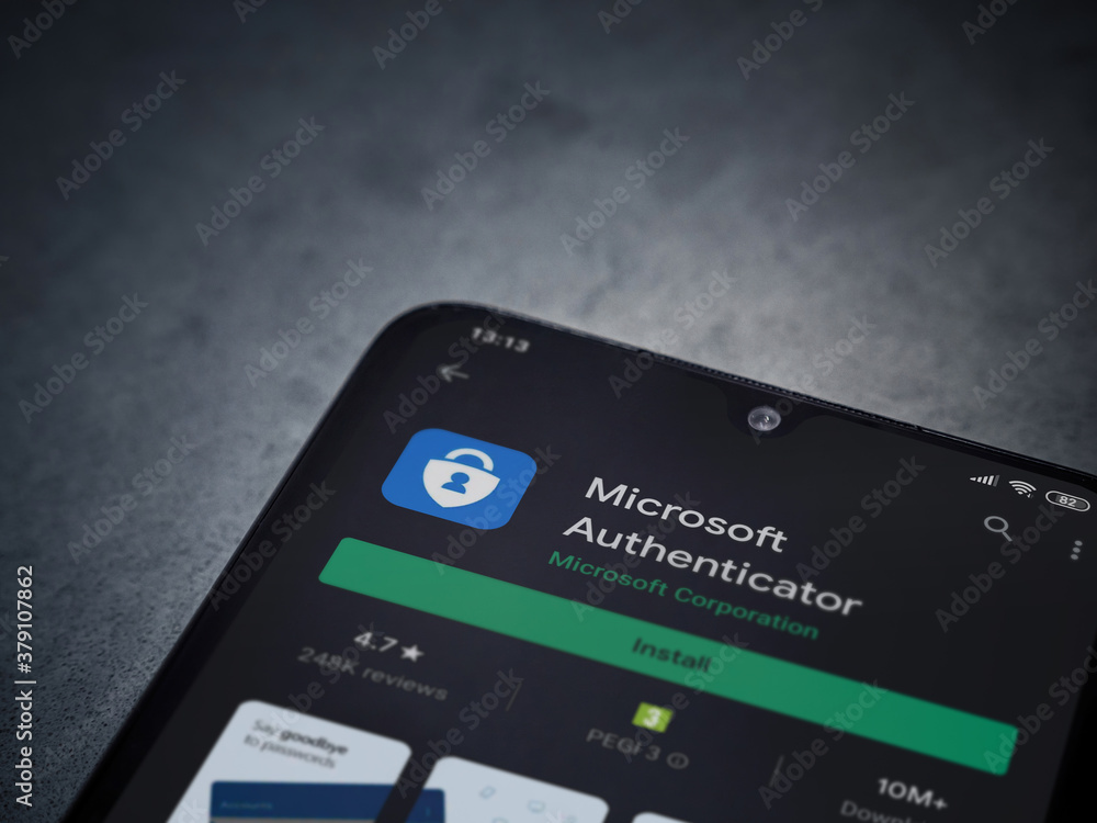 Lod, Israel - July 8, 2020: Microsoft Authenticator app play store page ...