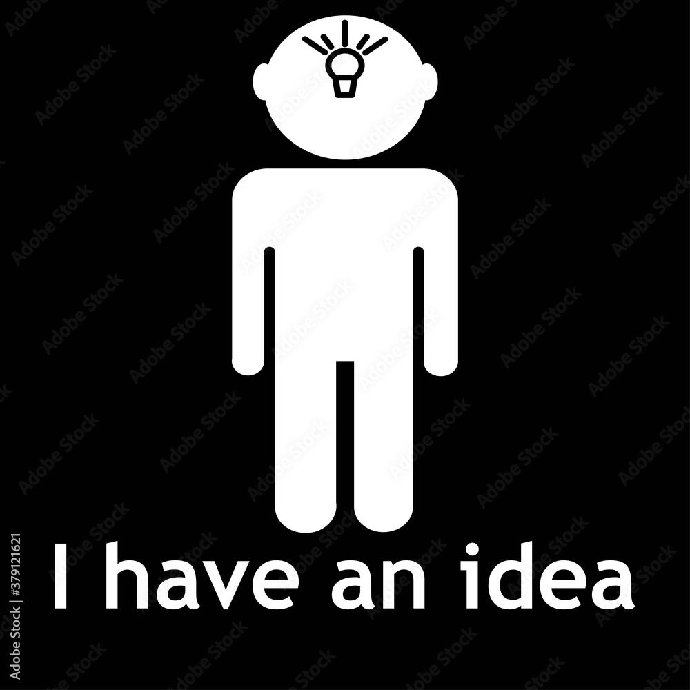 Vector illustration. Isolated symbol of a person who has an idea with ...