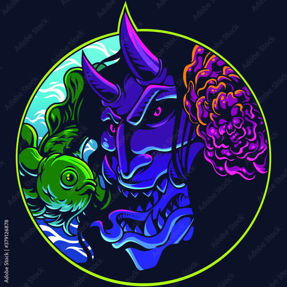 Oni head mascot logo Stock Vector | Adobe Stock