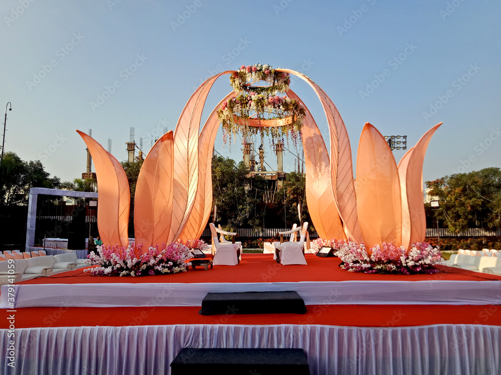 traditional Indian wedding stage at open part plot Stock Photo | Adobe ...