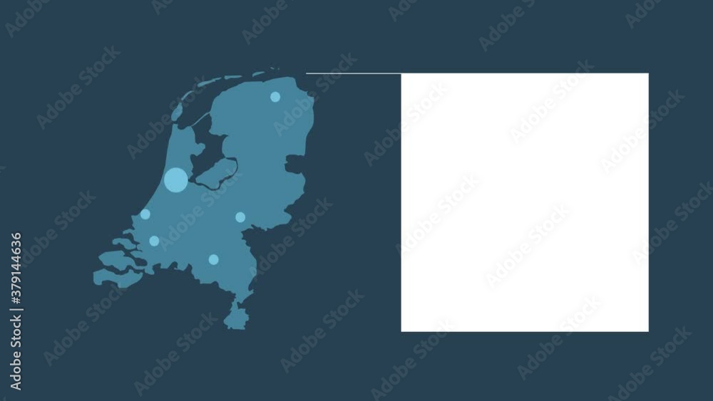 Netherlands map animation with map of Europe, cities and text ...