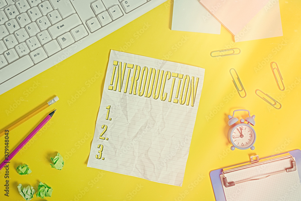 Writing note showing Introduction. Business concept for act or process ...