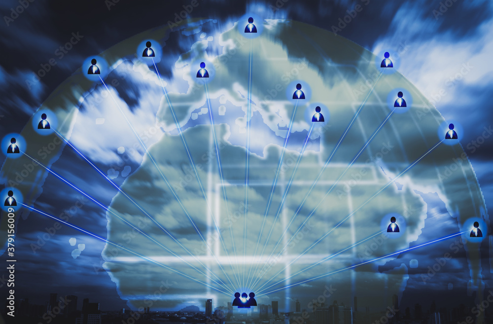 Smart city and abstract dot point connect with gradient line and ...