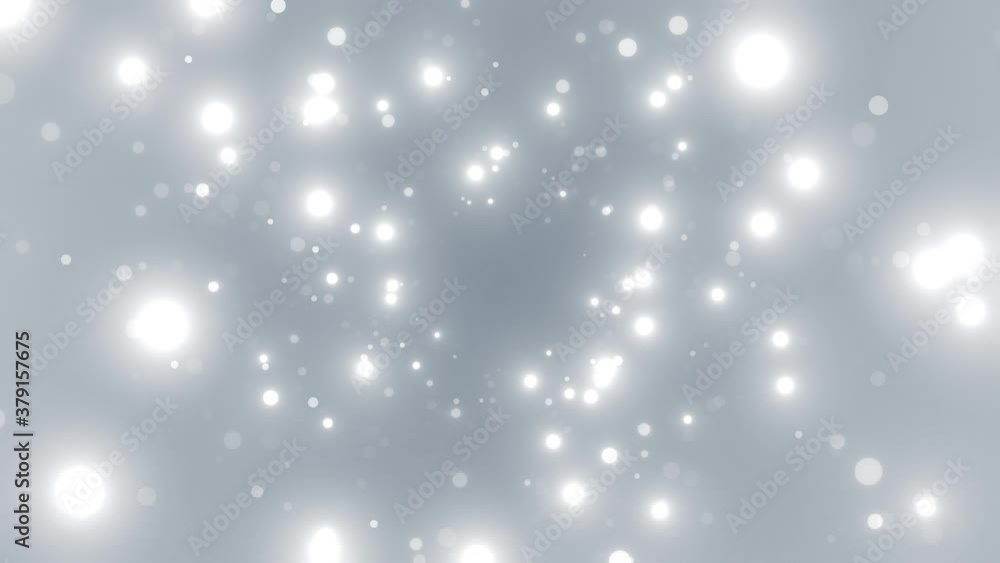 Clean light grey background with shiny particles motion. Glitter sparks ...