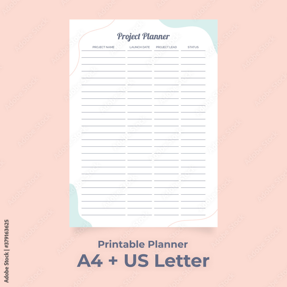 Vetor de Minimalist Project Planner Printable, Project Log, Task List ...