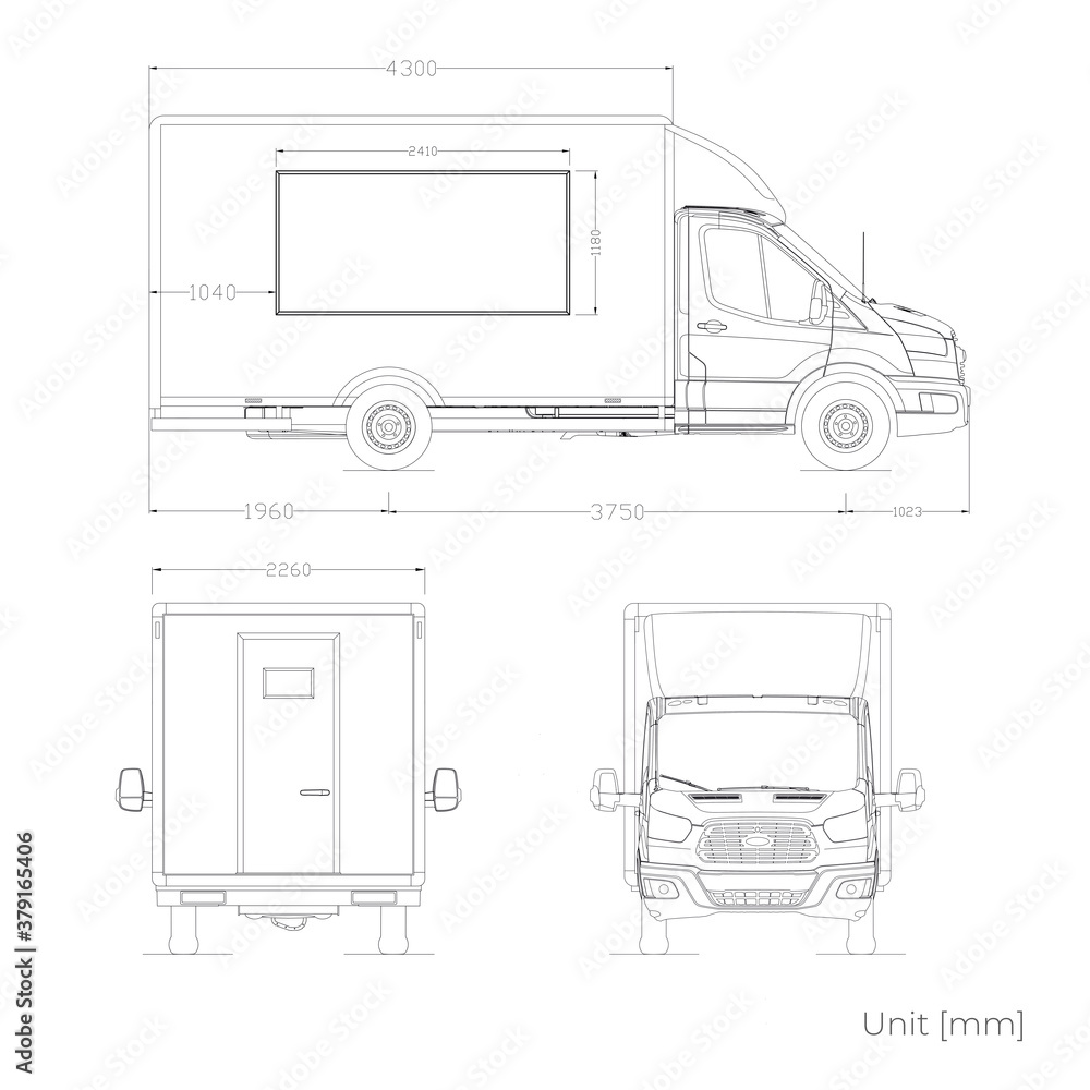 Food truck vector template for car branding and advertising. F. Transit ...