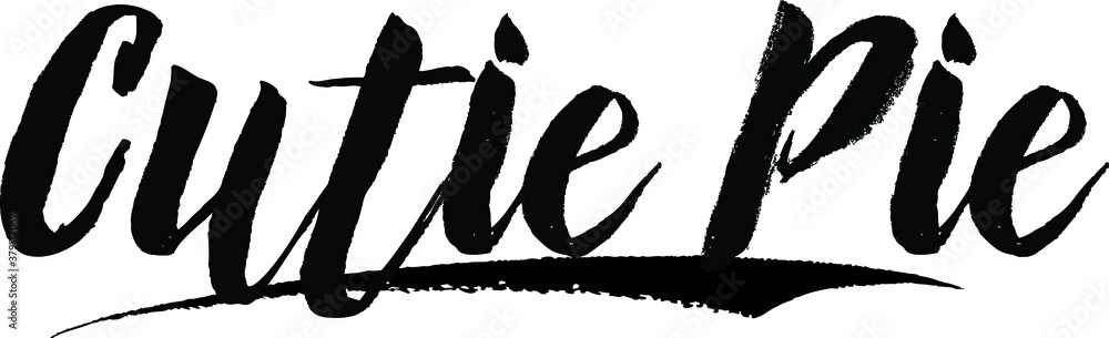 Cutie Pie Handwritten Font Calligraphy Black Color Text on White ...