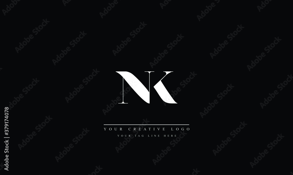 NK, KN, N, K Letter Logo Design with Creative Modern Trendy Typography ...