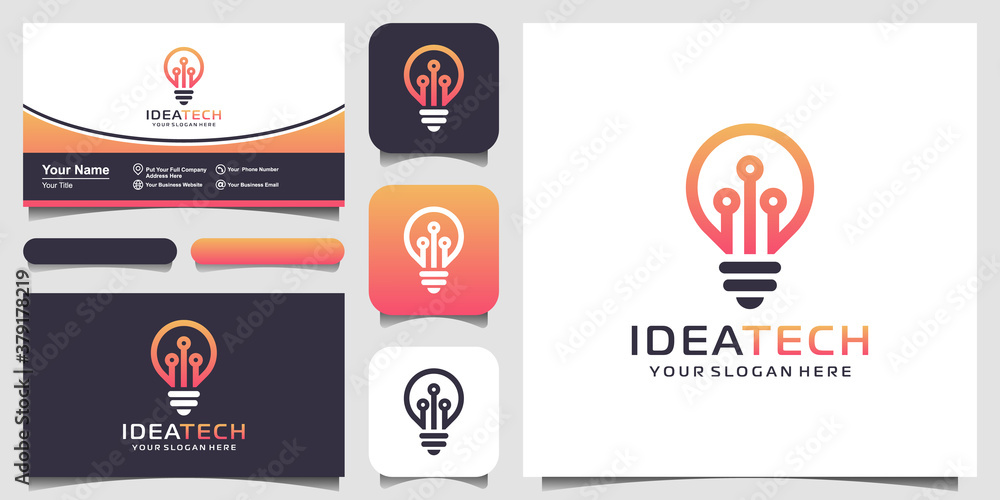 Bulb tech on Circuit logo design, Electric light Technology icon and ...