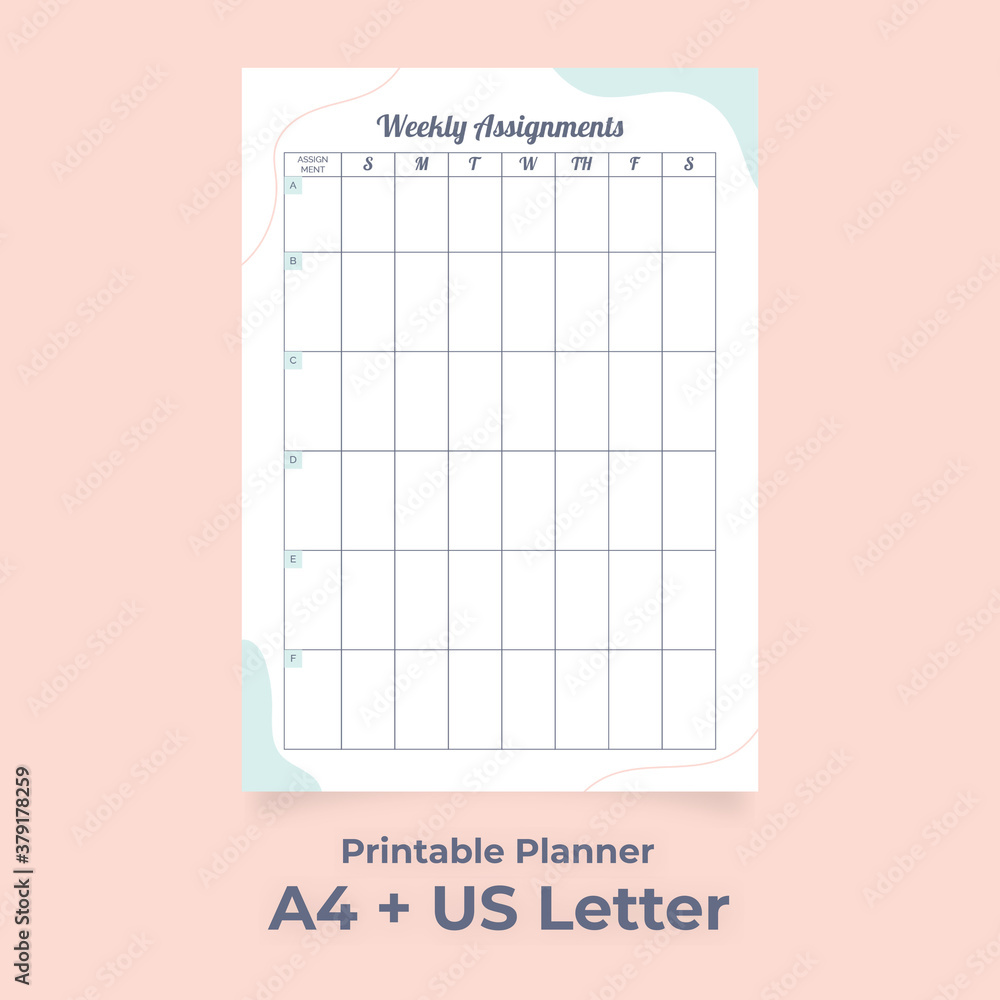 Minimalist Weekly Planner Printable, Daily Assignments & Projects Sheet ...