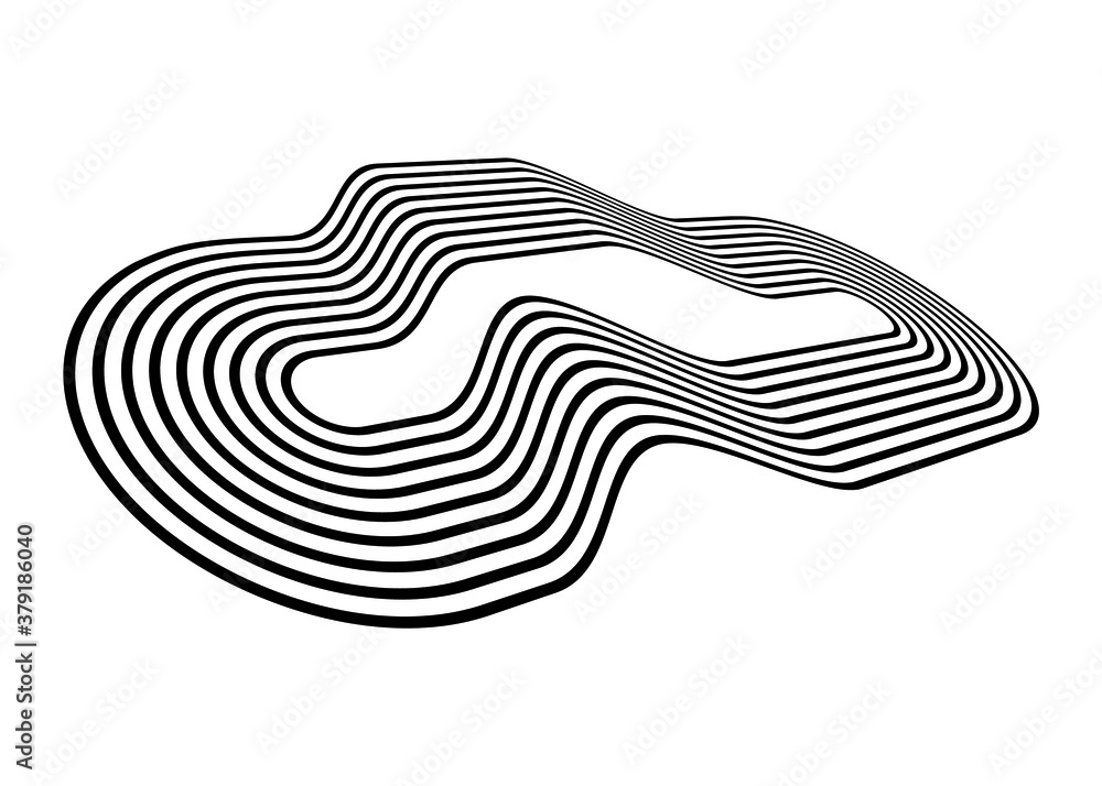 Abstract race track from black lines on a white background. Striped ...