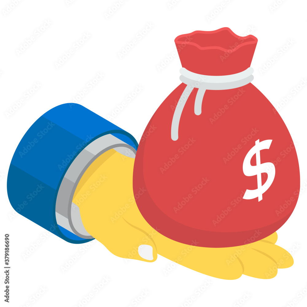 Provident fund vector style, hand holding money pouch Stock Vector ...