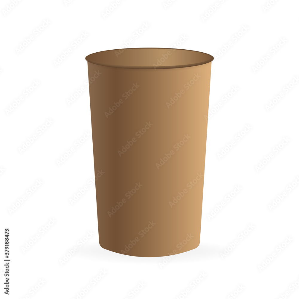 Paper coffee cup without cover in 3d style on white background. Blank ...