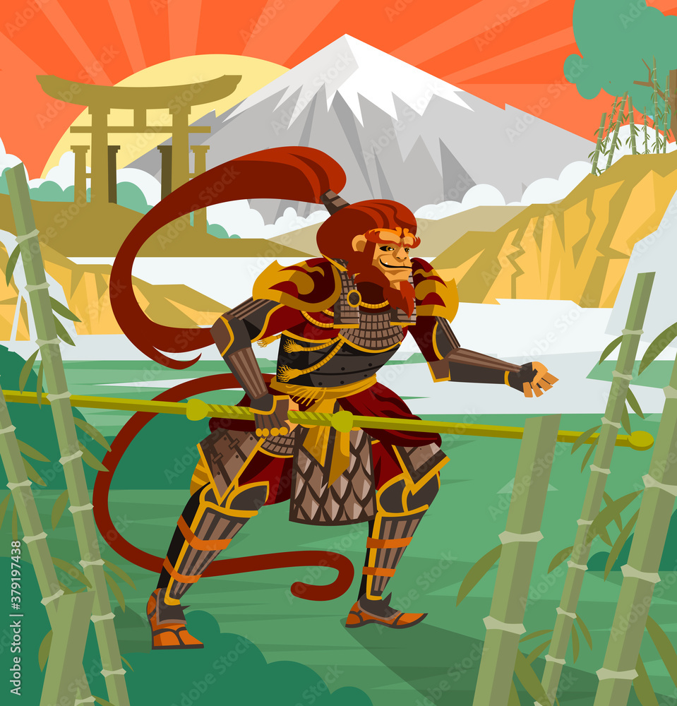 Sun Wukong the monkey king chinese mythology warrior tale Stock Vector ...