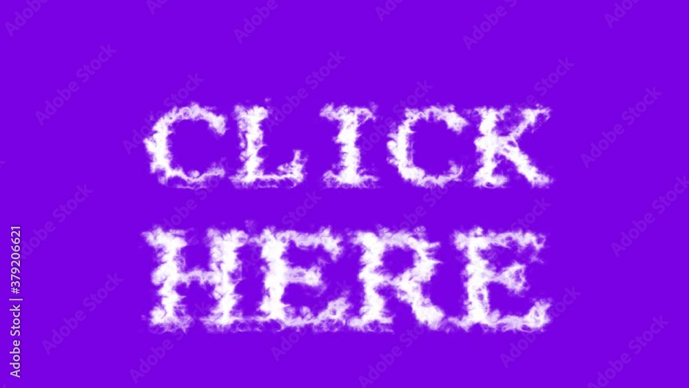Click Here cloud text effect violet isolated background. animated text ...