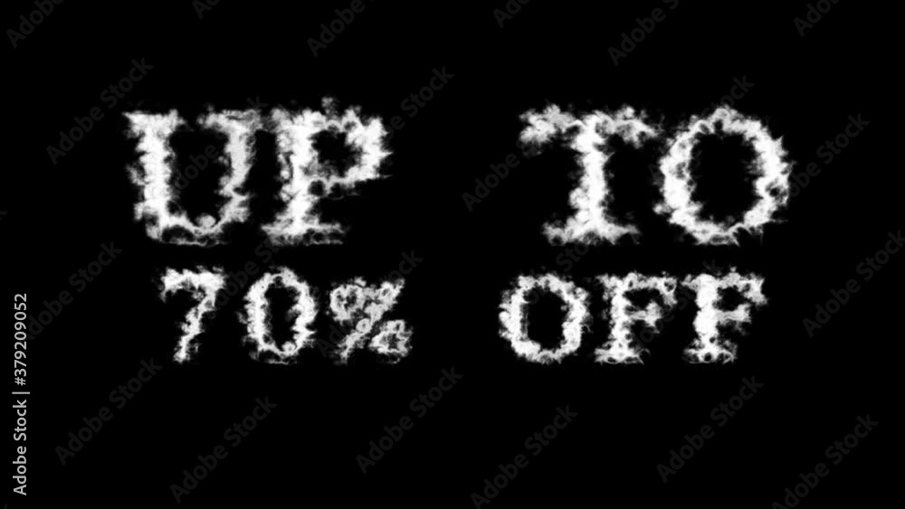 Up To 70% Off cloud text effect black isolated background. animated ...