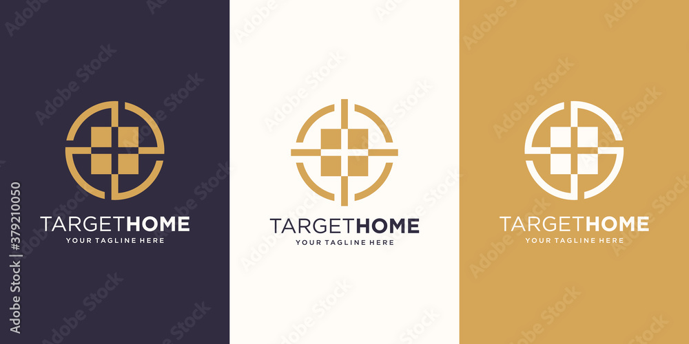 home target Logo designs Template. symbol house combined with target ...