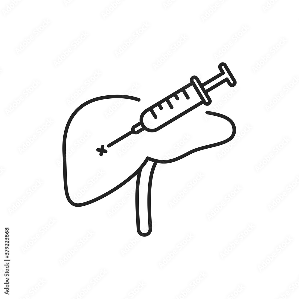 Biopsy liver black line icon. Medical and scientific concept ...