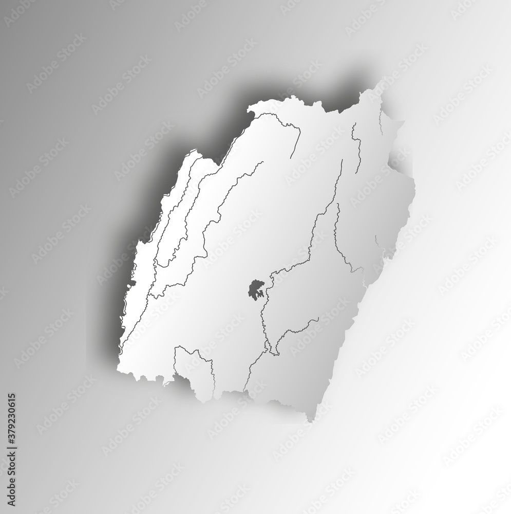 India states - map of Manipur with paper cut effect. Rivers and lakes ...