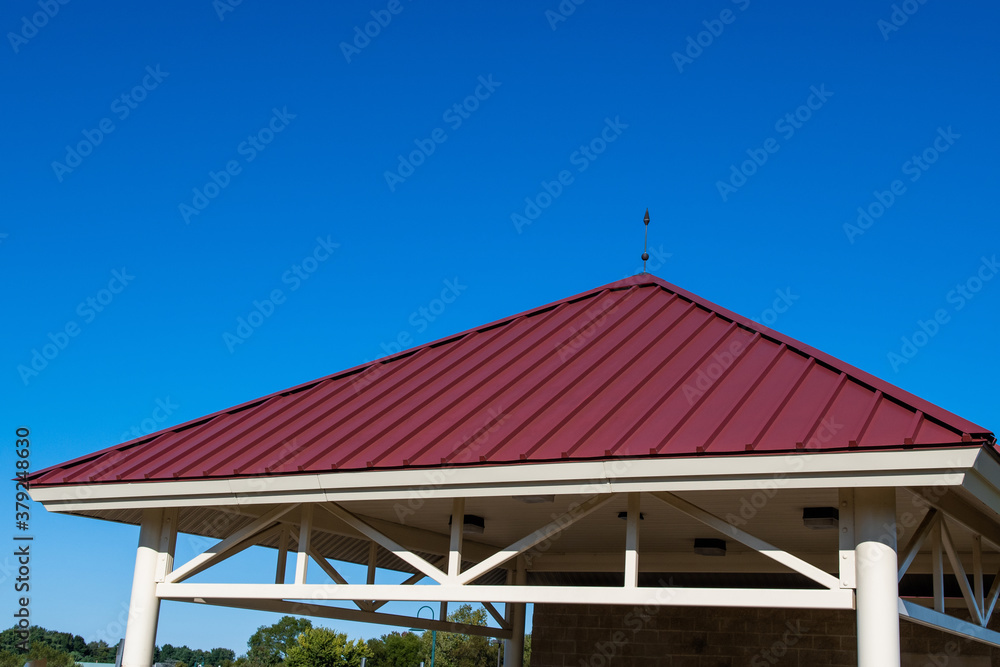 Red metal corrugated roof the texture of the iron roof Stock Photo ...