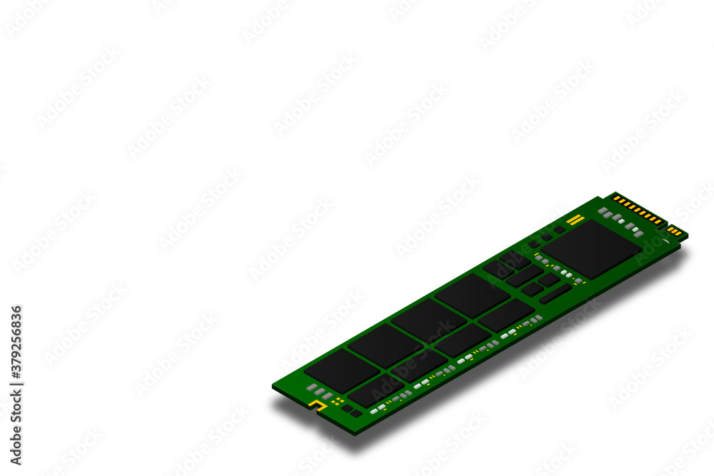 NVME Express M.2 memory realistic 3d isometric illustration, random ...