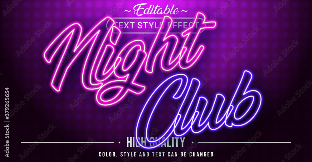 Editable text style effect - Night Club theme style. Stock Vector ...