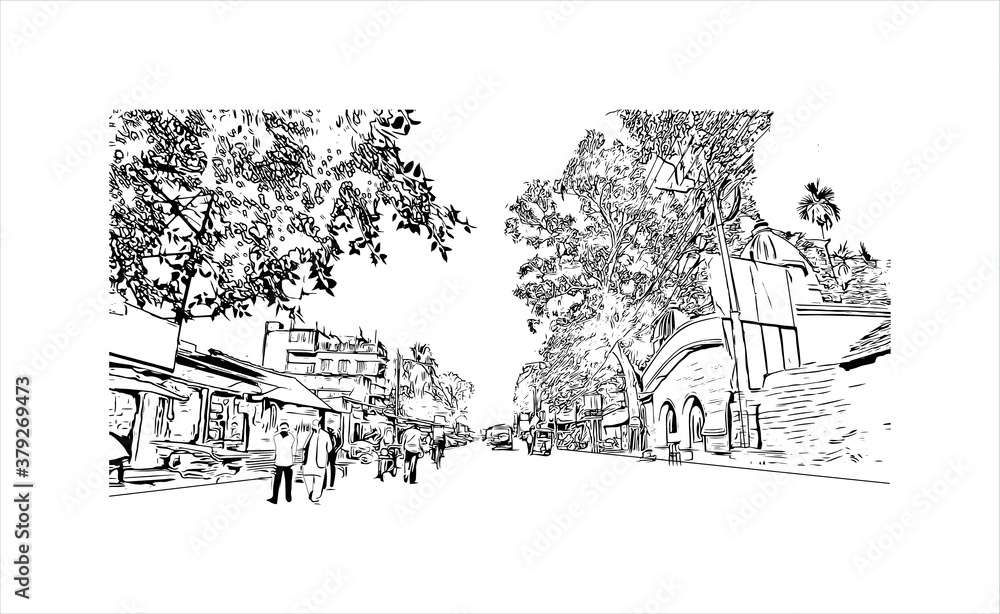 Building view with landmark of Barrackpore is a city in the West Bengal ...