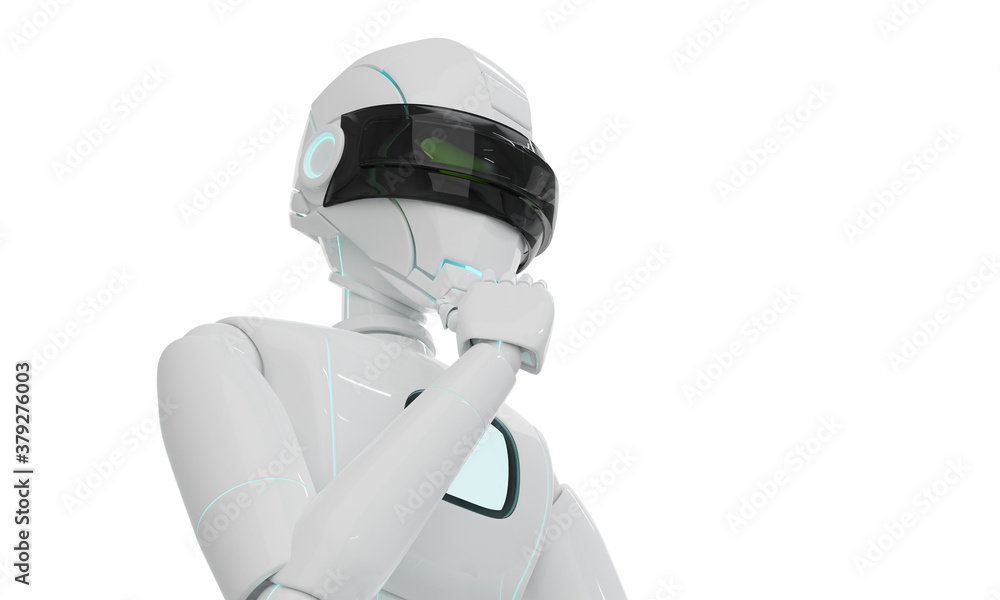 Ai Robot thinking pose Stock Photo | Adobe Stock