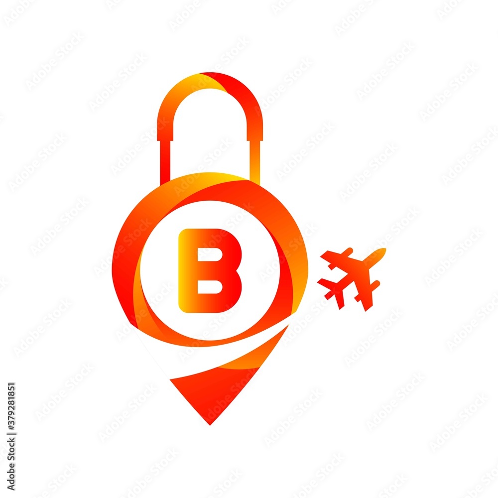 Letter b Air Travel Logo Design Template.Travel time.Vector ...