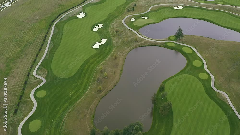 Aerial golf club. Golf course from the height of a bird's flight. Drone ...