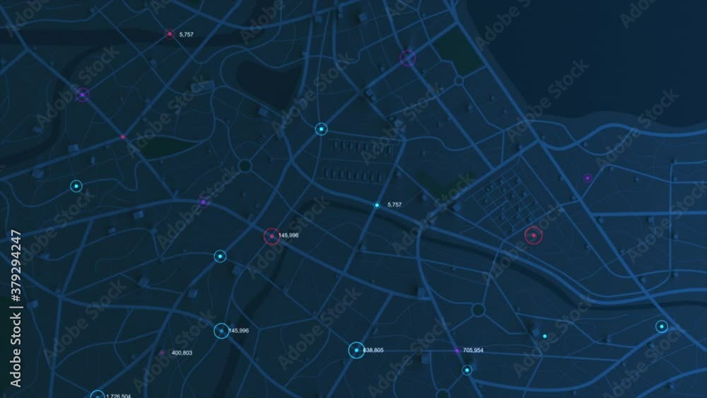 Stockvideon 3D rendering GPS map navigator with a random counter number ...